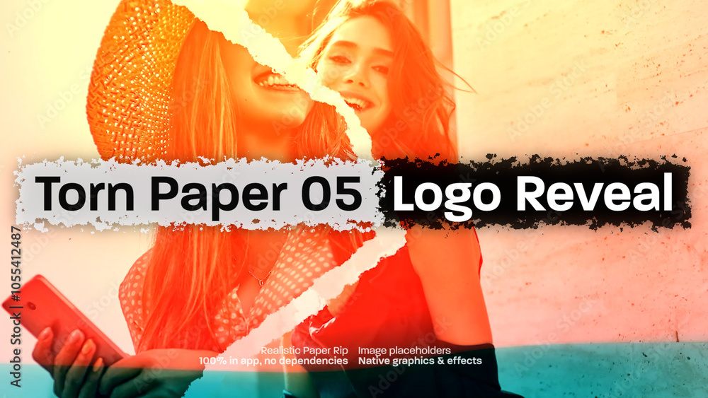 Torn Paper Image Logo Reveal 05, Organic Paper Rip Effect Intro Opener ...