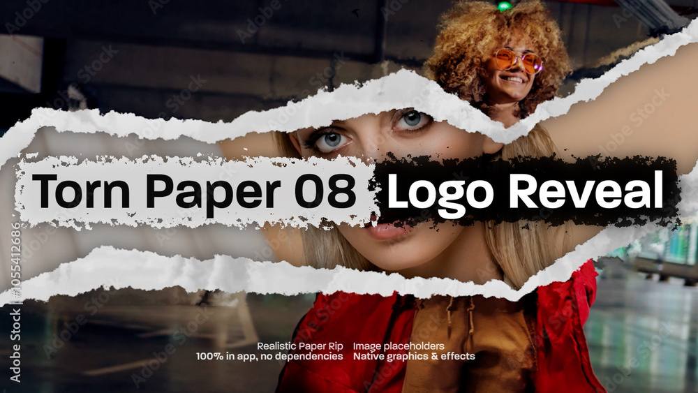 Torn Paper Image Logo Reveal 08, Organic Paper Rip Effect Intro Opener ...