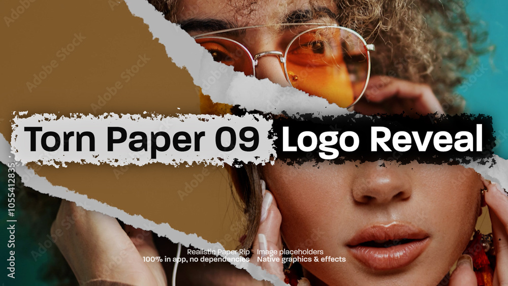 Torn Paper Image Logo Reveal 09, Organic Paper Rip Effect Intro Opener ...
