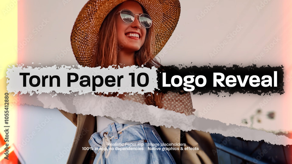 Torn Paper Image Logo Reveal 10, Organic Paper Rip Effect Intro Opener ...