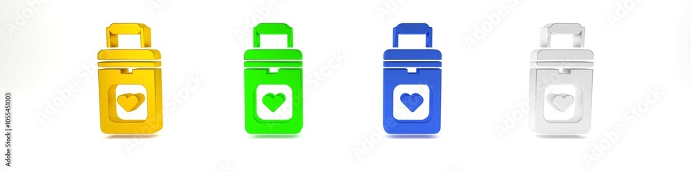 Colorful Cooler box for human organs transportation icon isolated on ...