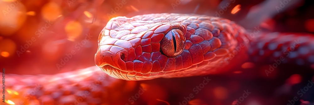 Coiled and poised venomous asp serpent representing the Year of the ...