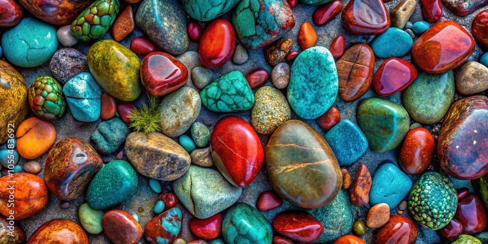A vibrant collection of smooth, polished stones in a range of colors ...