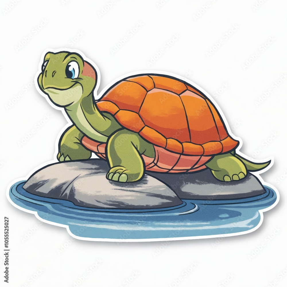 Cute cartoon turtles with vibrant shells and friendly expressions, set ...