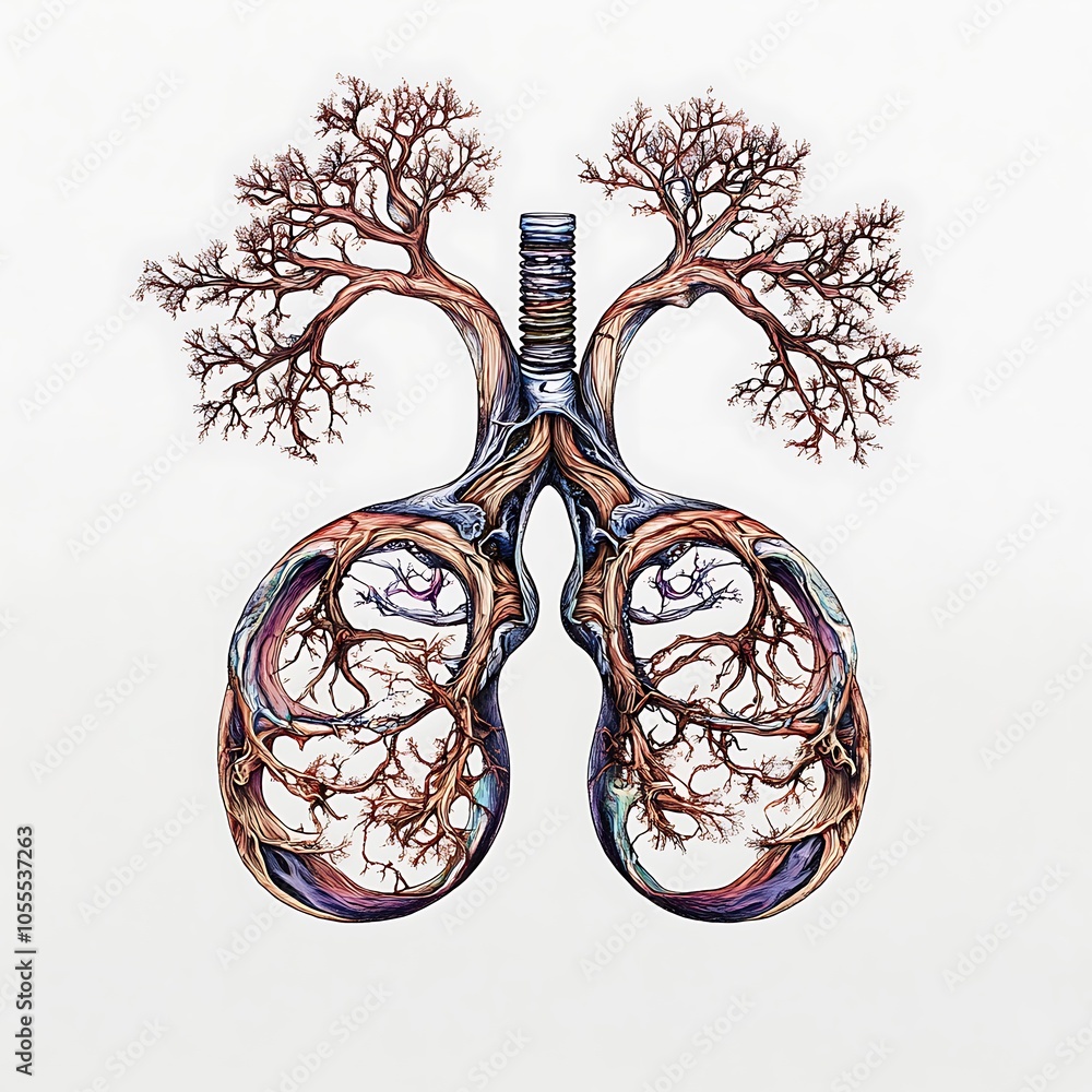A simplified image of the human trachea, showing its rings and ...