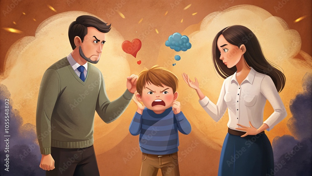 child mother family problem father woman conflict girl arguing adult ...