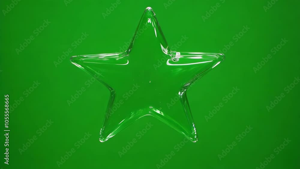 Glossy translucent flowing star isolated on green screen chroma key ...