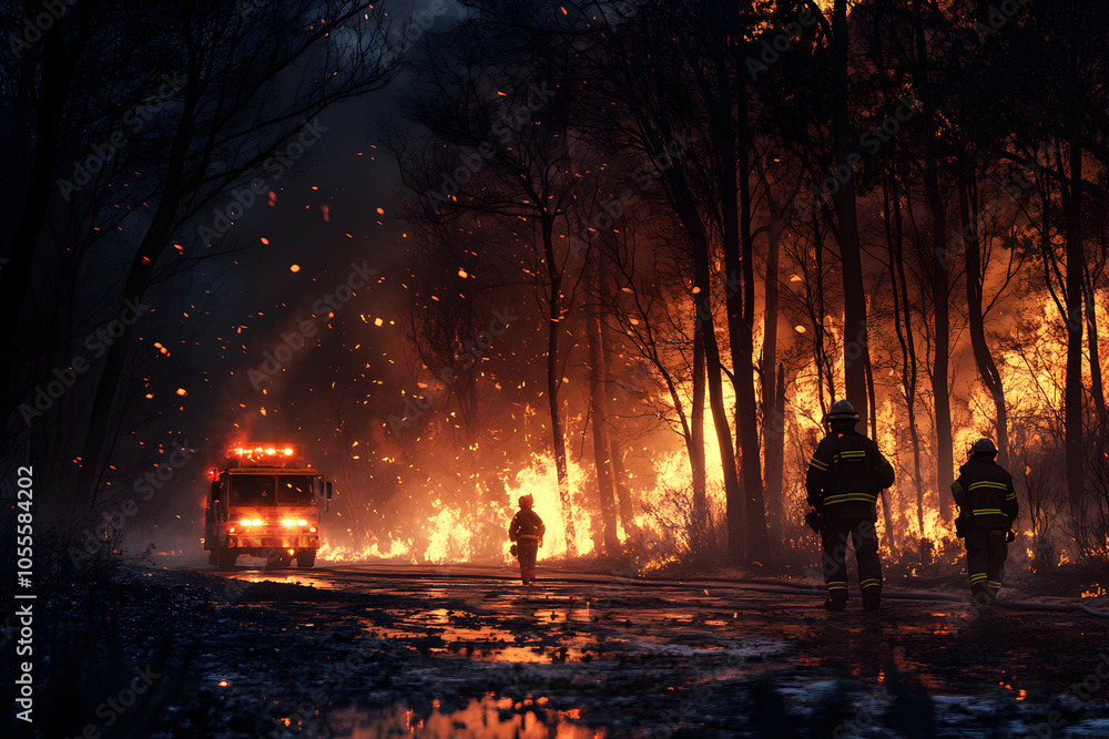 Firefighters, the best team, are controlling a very difficult fire. The ...