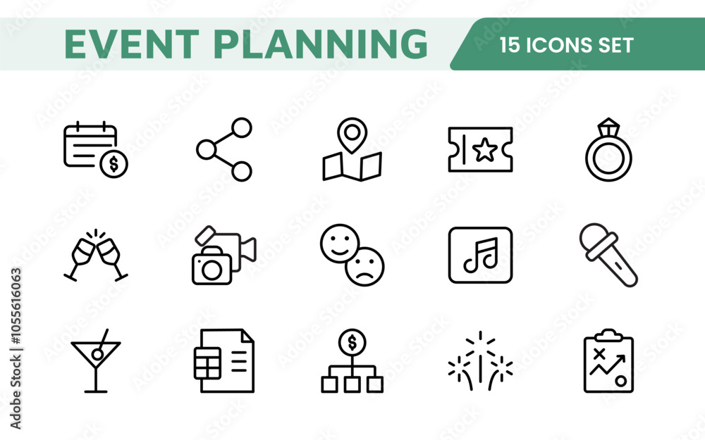 Event Planning Icon Set. Stylish and functional icons for organizers ...