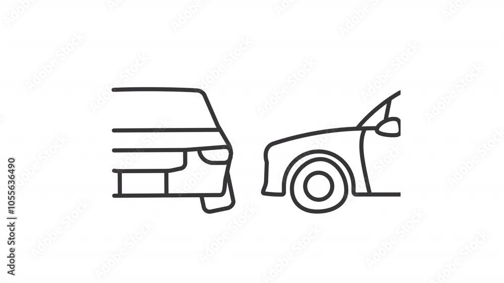 Side collision line animation. Animated crash scene icon. Damaged ...