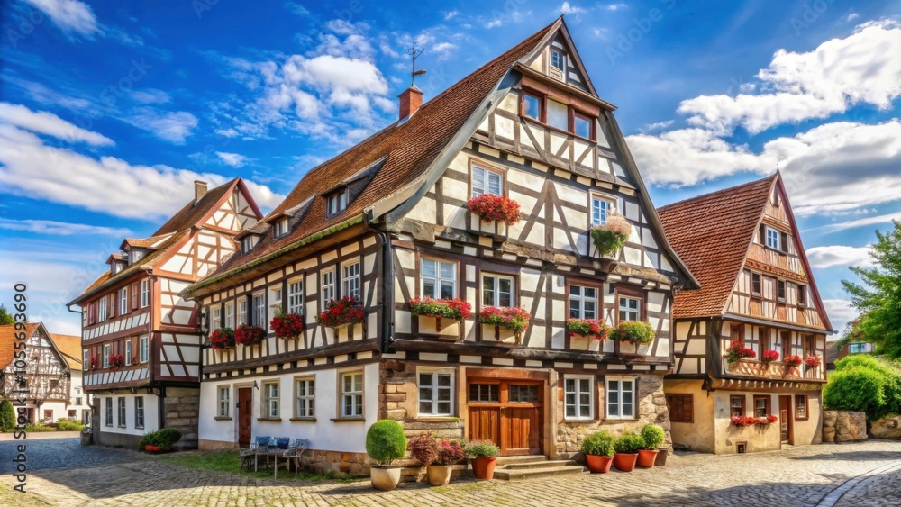 Half-timbered building in Rhens, Germany, showcasing medieval ...