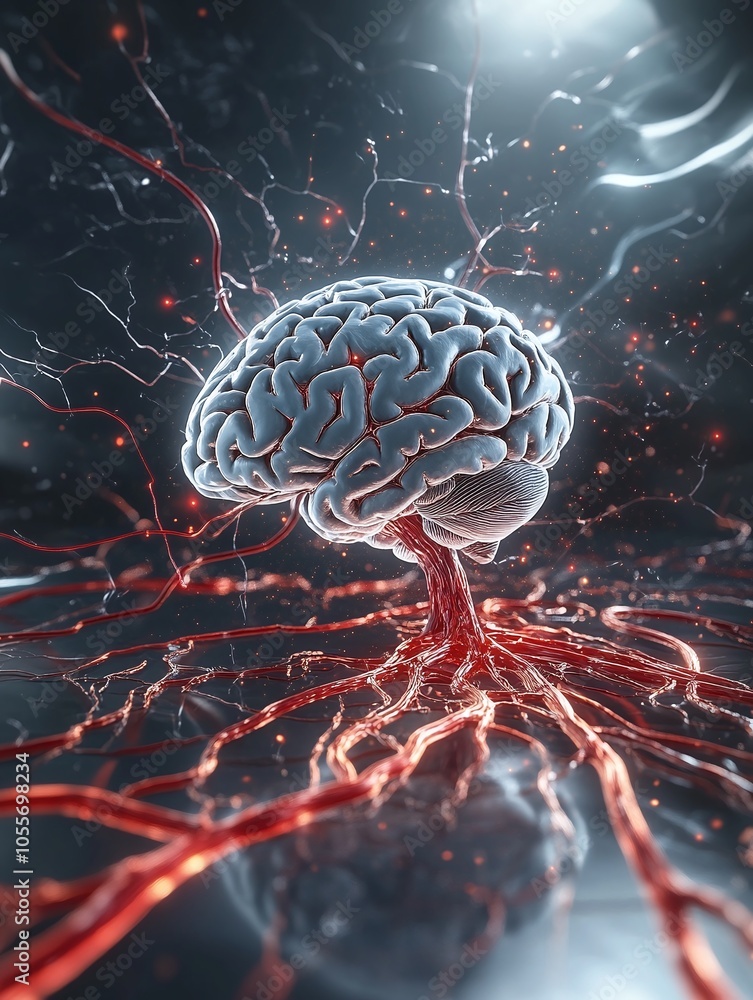 Layered Hologram Showing Brain Blood Vessel Structure: A 3D hologram ...