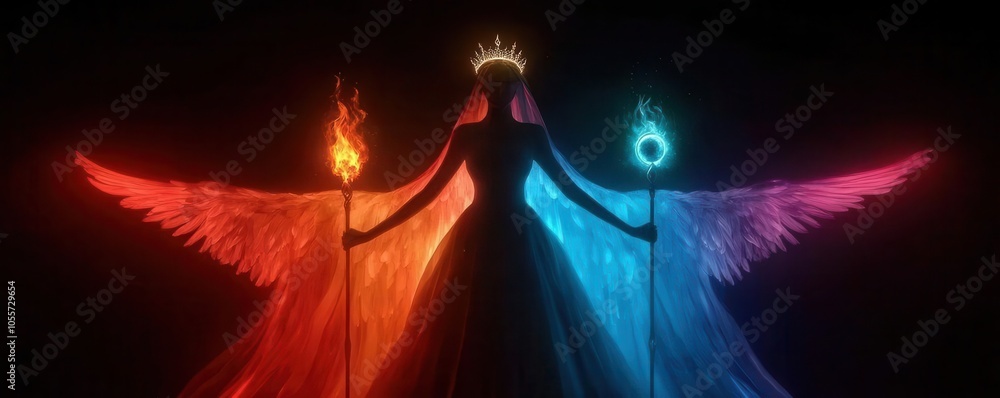 A goddess representing all four elements, with a crown of Earth ...