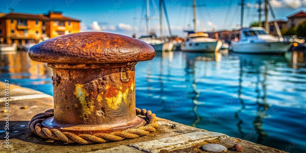 Close-Up of a Mooring Bollard at a Dockside with Textures and Details ...