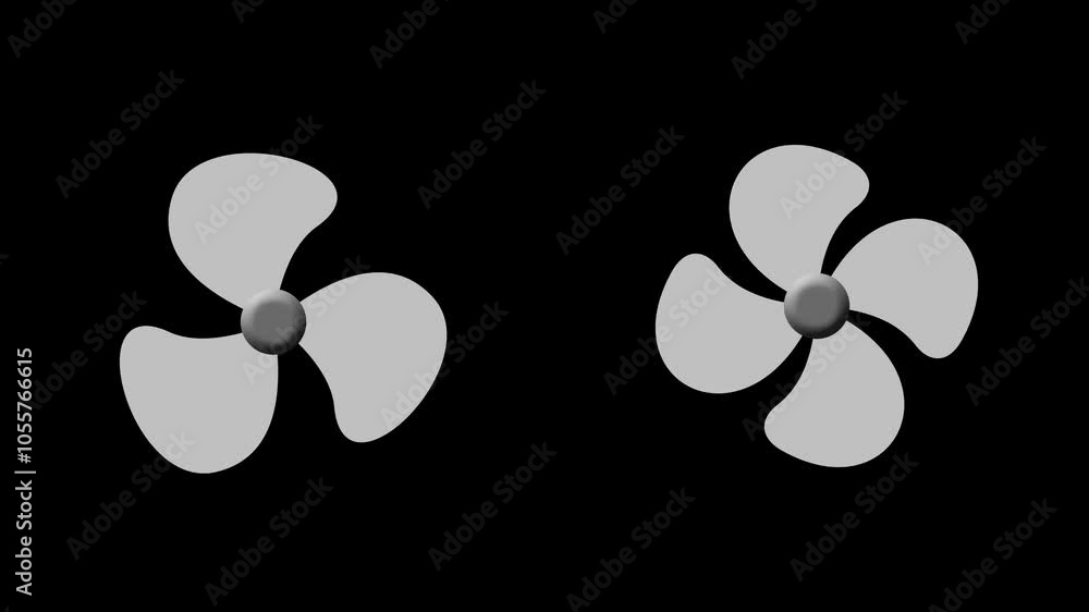 animated propeller rotation, from 4 to 6 blade. animation footage video ...