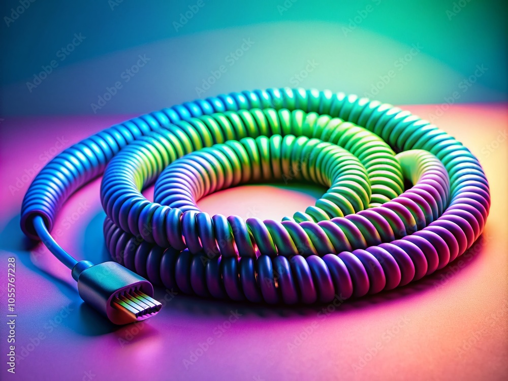 Coiled Power Cord on a Minimalist Background - Conceptual Photography ...