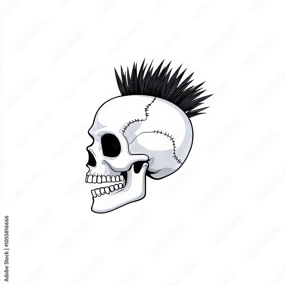 Sketch engraving generative raster illustration with a punk rock ...