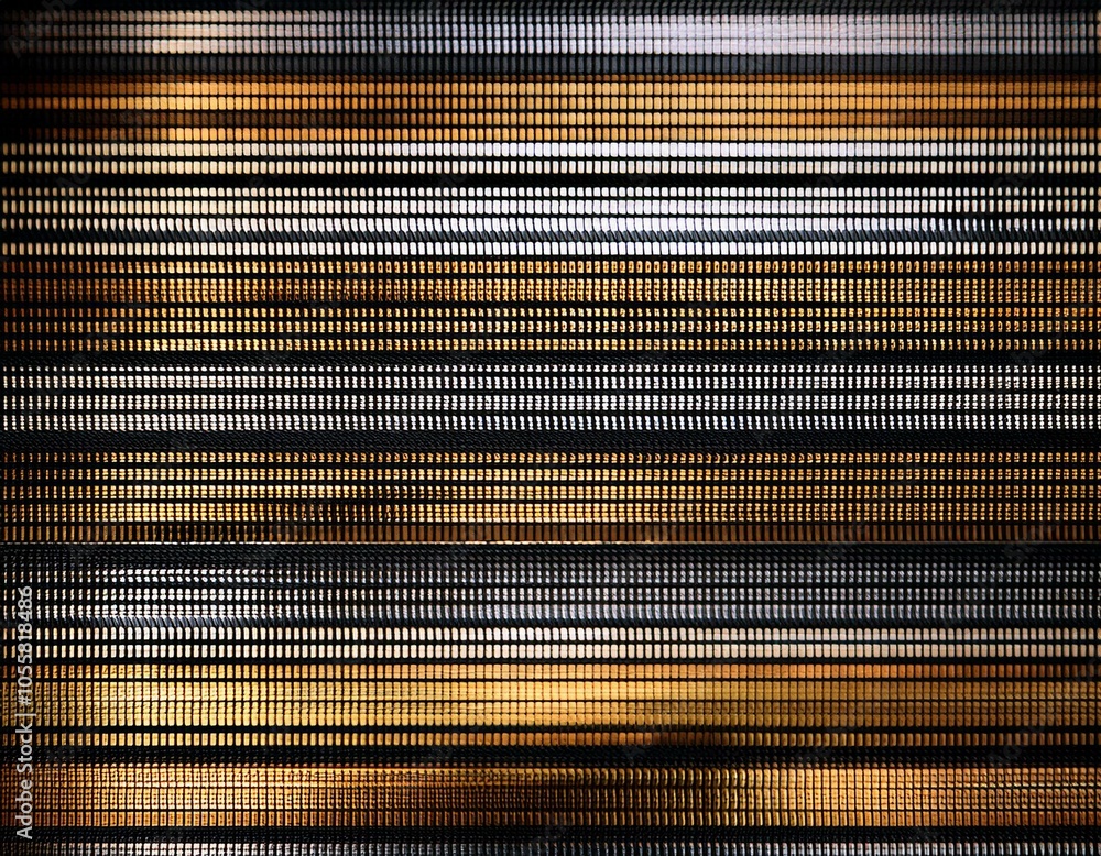 black background, grid pattern of golden and silver stripes, pixelated ...