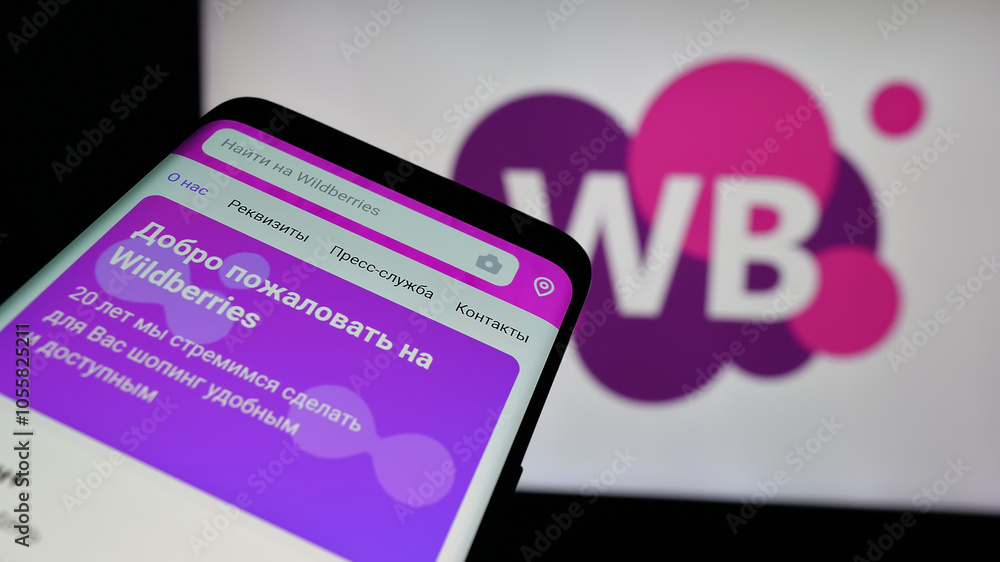 Stuttgart, Germany - 10-24-2024: Smartphone with website of Russian e-commerce company ...
