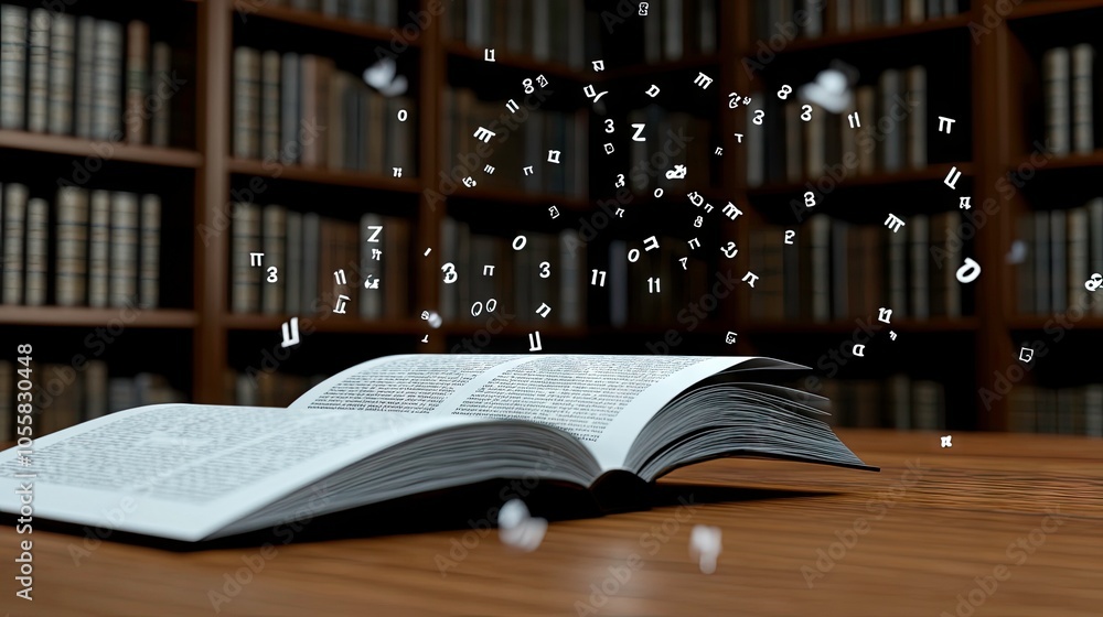 Golden numbers float around an open book, casting a magical glow in an ...