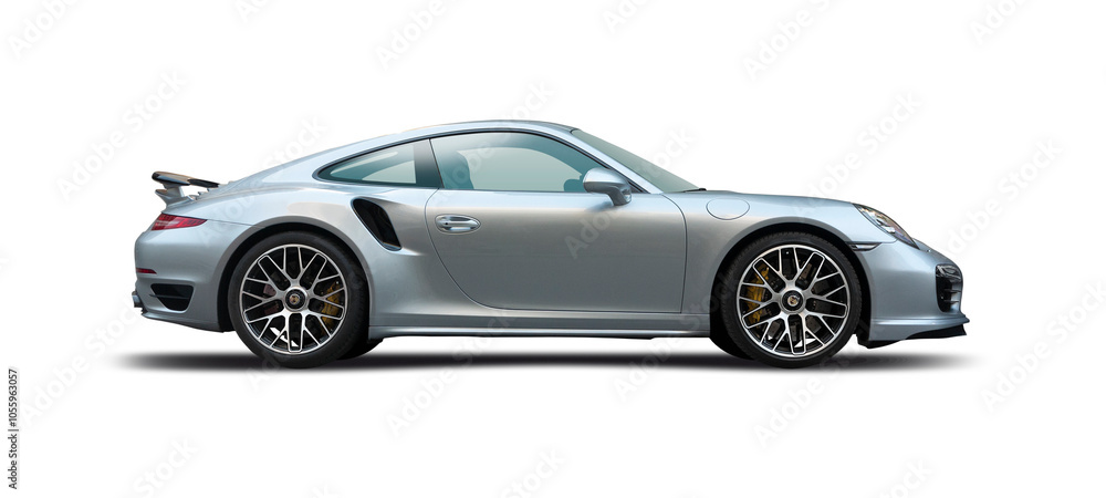 Porsche 911 Turbo S car, side view isolated on white background. PNG ...