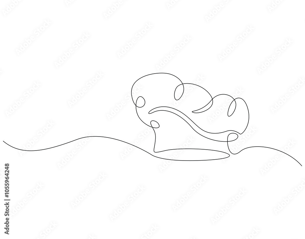 Continuous one line drawing of chef hat or cap. One line drawing ...