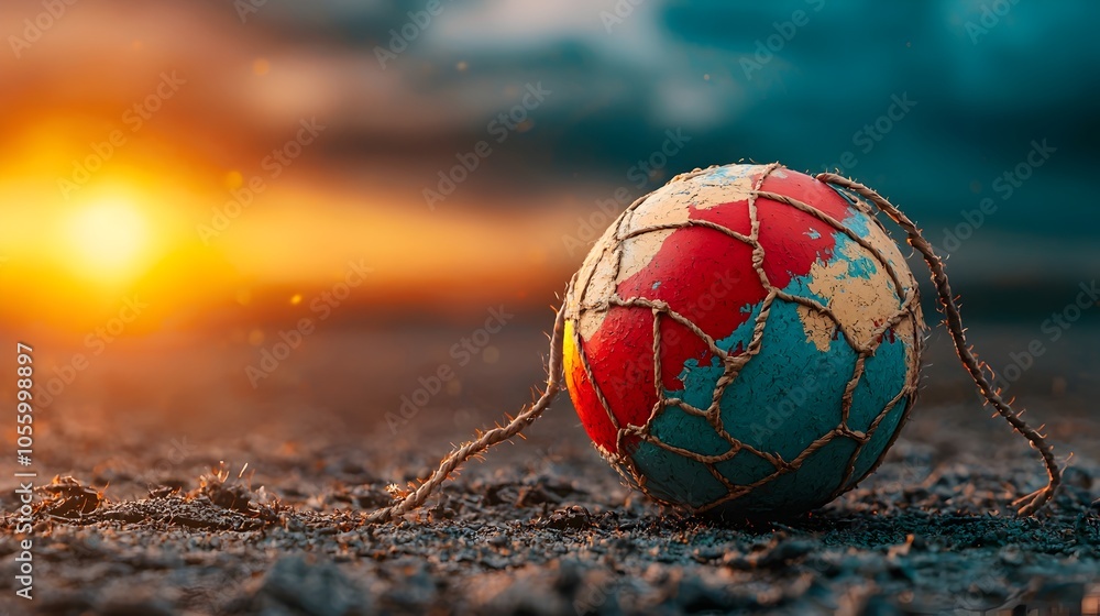 Digital depicting the Earth as a slowly deflating balloon with rising ...