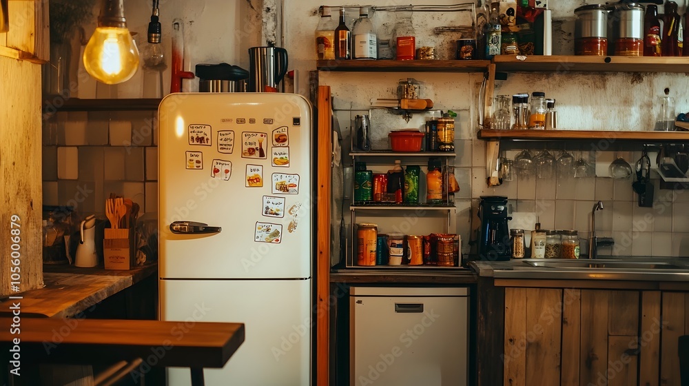 Shared Dorm Refrigerator with Labeled Food Storage and Hostel Etiquette ...