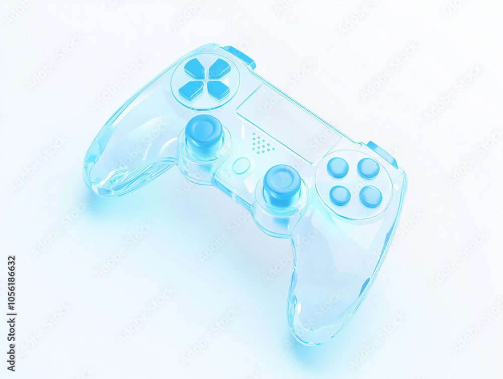 translucent video game controller icon, transparent blue. Gaming ...