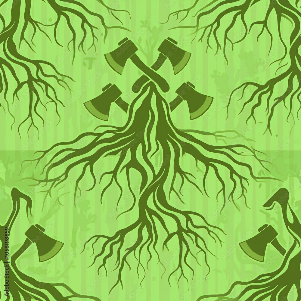 Trees cut down with axes seamless pattern logs and axe repeatable ...