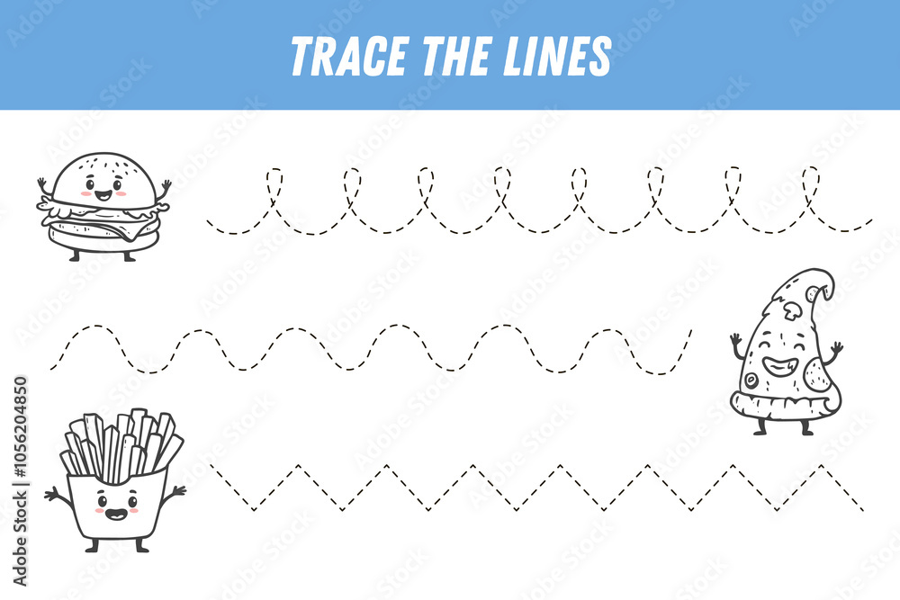Tracing lines for kids. Handwriting practice. Educational game for kids ...