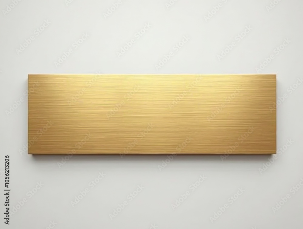 Empty gold or brass nameplate mockup with a brushed rectangular design ...