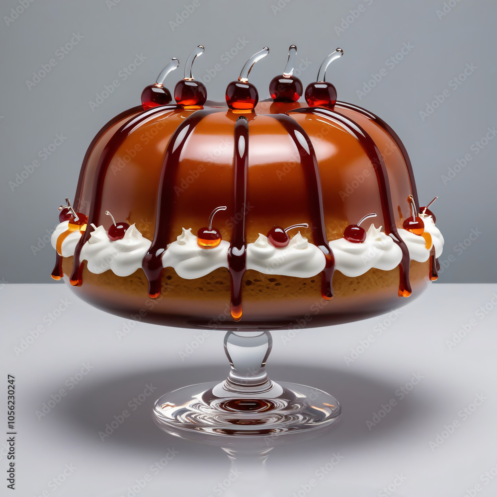 Elegant Glass Sculpture of Baba au Rhum with Glossy Finish and ...