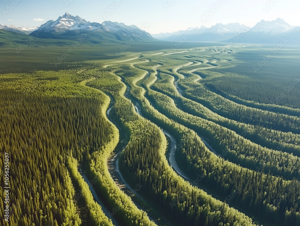 "Aerial View of Northern Taiga: An Expansive Emerald Sea of Coniferous ...