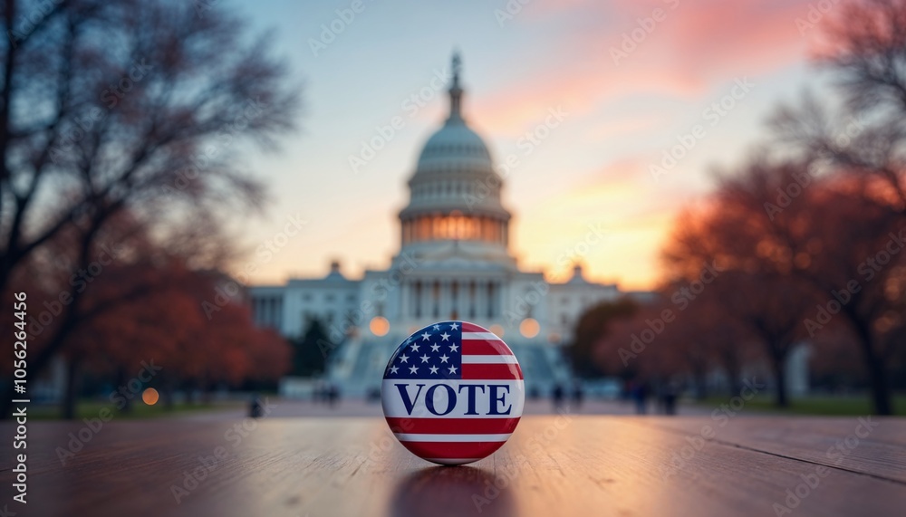 Vote election badge, Freedom Democracy Concept, american flag, blurred ...