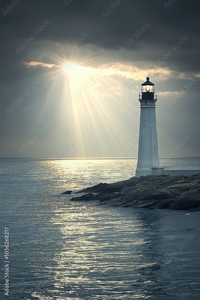 Guiding Lighthouse: A lighthouse beams over uncharted waters ...
