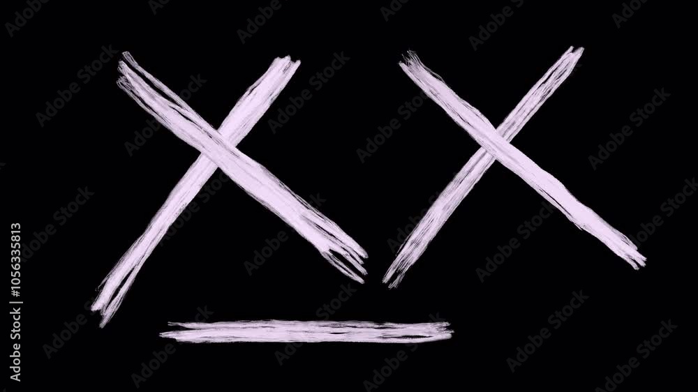 A mask with crossed out eyes and mouth. Animation for editing over the ...