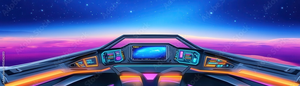 Streamer broadcasting from inside a spaceship, controls lit up with ...