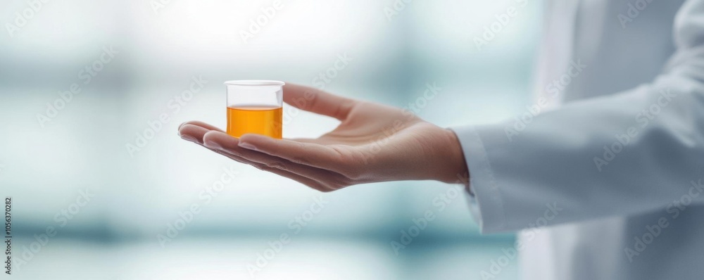 34 Doctor s hand holding a small cup of urine for a lab test, urine ...