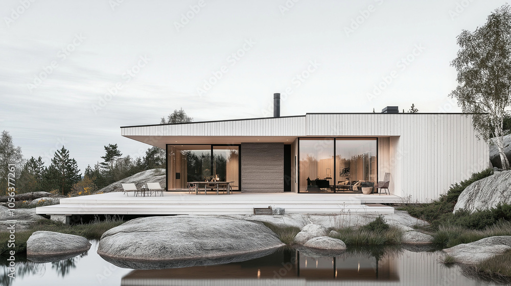 nordic,modern, 2 houses connected together, The second one is different ...