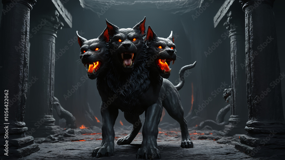 Cerberus, the three head guardian of the entrance to the underworld in ...