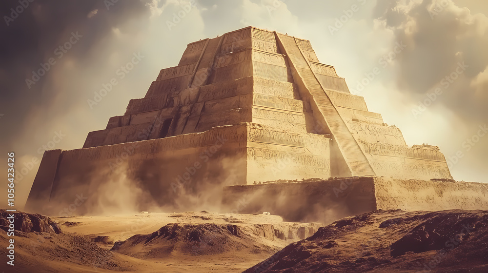 Vintage style photography of an ancient sumerian city with mesopotamian ...