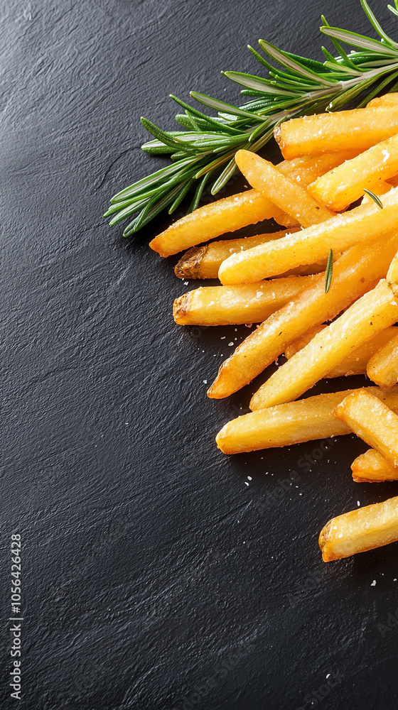 Delight in rustic french fries infused with aromatic rosemary and ...