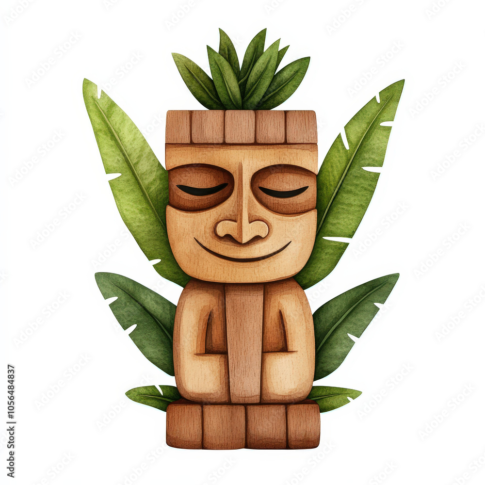 Ancient Native Hawaiian tiki statue head, a carved masterpiece of ...