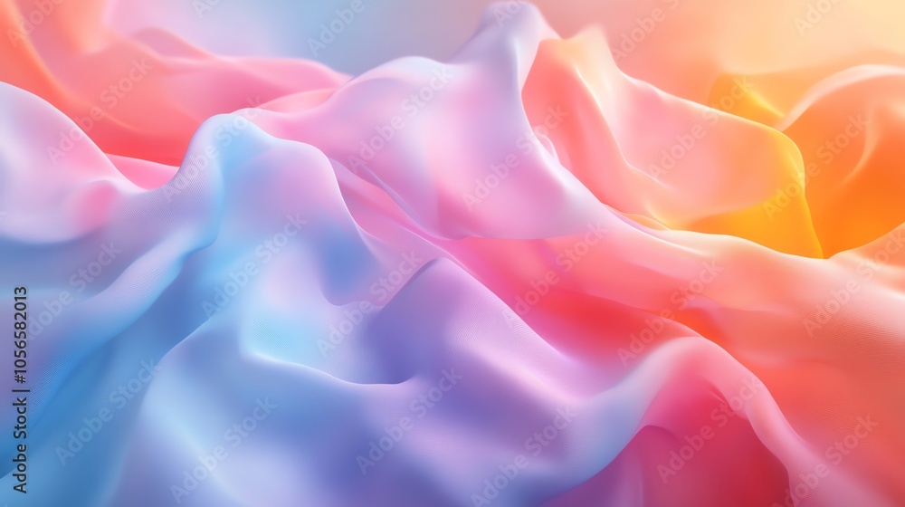 Flowing silky fabric texture in soft pastel colors with gentle ...