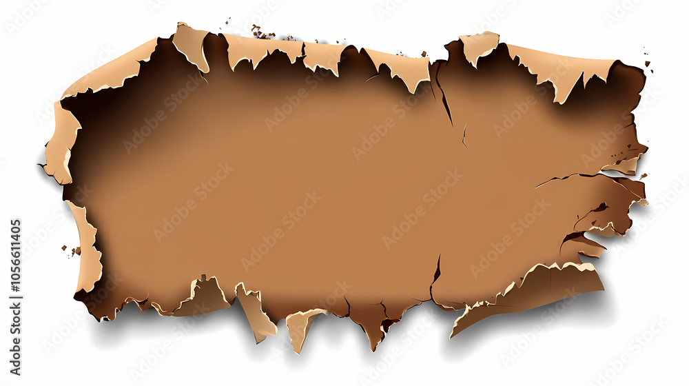 Realistic torn paper edges with a brown cutout paper, torn, paper ...