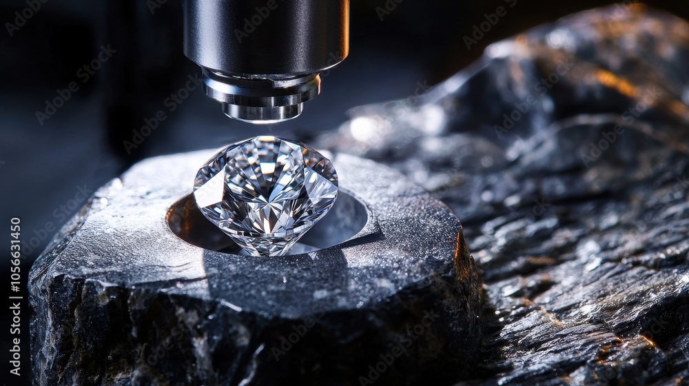 In a state-of-the-art lab, a scientist studies a synthetic diamond to ...