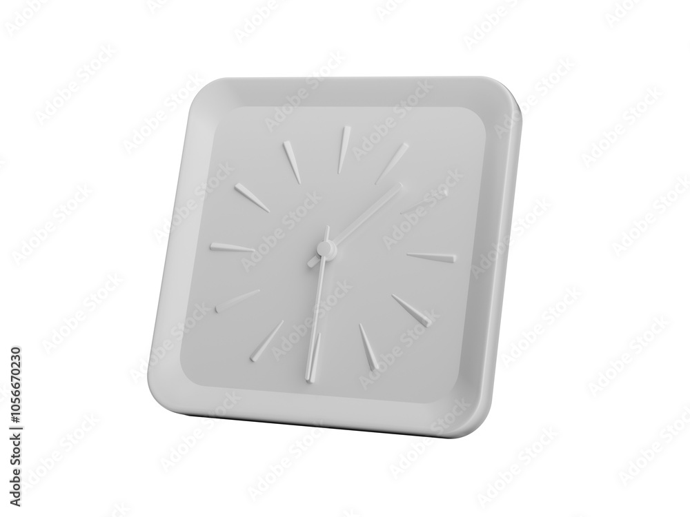 3d Simple White Square Wall Clock 1:30 One Thirty Half Past 1 Grey ...