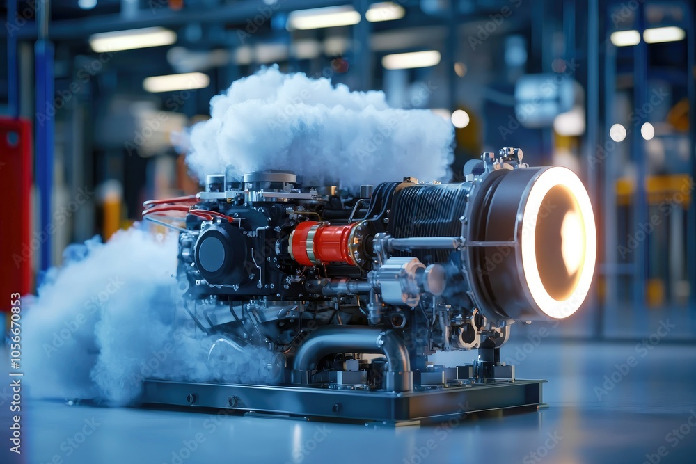 High-performance ice engine featuring visible turbo for enhanced ...