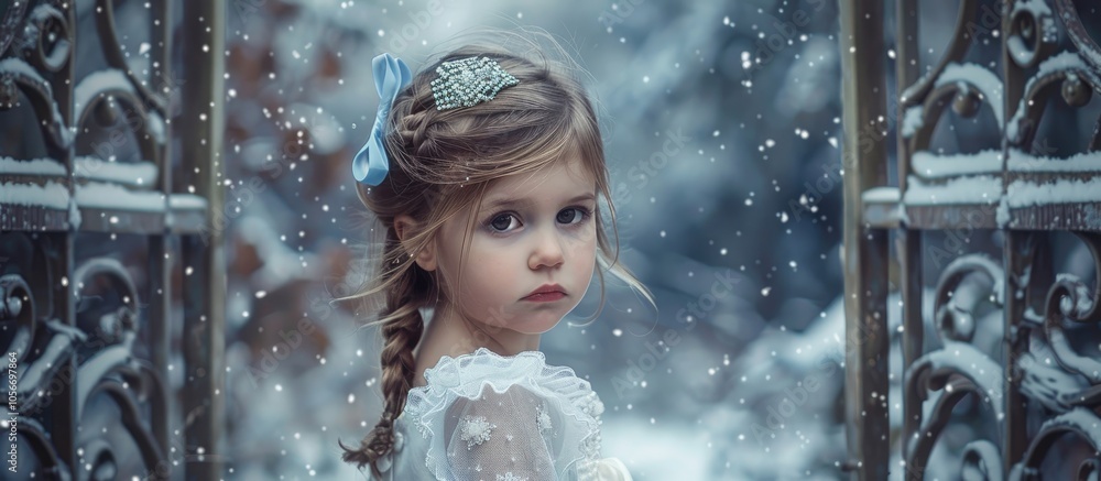 Snow Princess Queen Beautiful Little Girl With A Winter Makeover In A ...